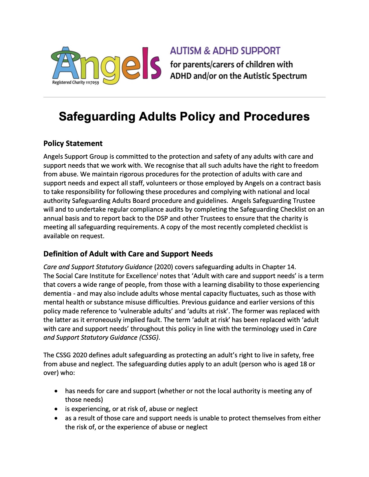 Policies - Angels Support Group