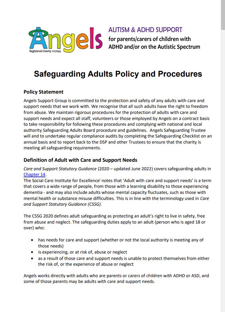 Policies - Angels Support Group